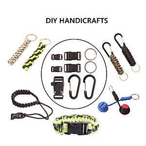 GeGeDa Paracord,Paracord 550 Combo Crafting Kits with 5 Types Buckles,20 Feet Each Paracord Rope (Light Rainbow Set 200feet) (A-Set)