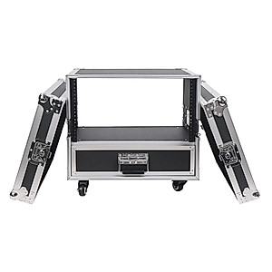 Sound Town 6U Rack Case with 2U Rack Drawer, Casters, for 19" Amps, Mixers, Microphone Receivers (STRC-6U2DR)