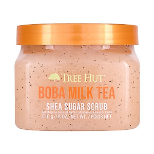 Tree Hut Boba Milk Tea Shea Sugar Scrub | Exfoliating Scrub Removes Dry Skin for a Soft & Natural Glow | Limited Edition | Vegan, Free of Parabens, Formaldehyde Donors, & Sulfates | 18 fl oz.