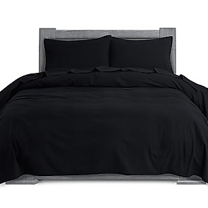 Elegant Comfort Soft 4-Piece 100% Turkish Cotton Flannel Sheet Set - Premium Quality, Deep Pocket Fitted Sheet, Ultra Soft, Cozy Warm Flannel Sheets - Queen, Black