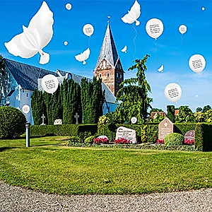 Skylety 40 Pcs Funeral Balloons Set, 10 Pcs Peace Dove Balloons White Memorial Balloons and 30 Pcs White Funeral Balloons to Release for Condolence Funeral Anniversary Memorial Services