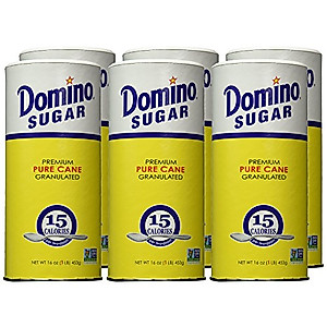Domino Premium Pure Cane Granulated Sugar with Easy Pour Recloseable Top 16 oz. (Pack of 6)