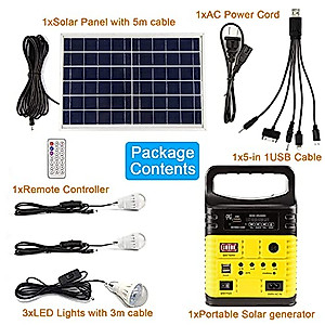 Solar Generator - Portable Power Station for Emergency Power Supply,Portable Generators for Camping,Home Use&Outdoor,Solar Powered Generator With Panel Including 3 Sets LED Light (Yellow)