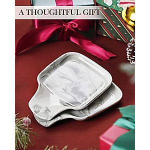 MALACASA Spoon Rest, Large Spoon Rests for Stove Top, Porcelain Spoon Holder for Kitchen Counter, Utensils Rests, Cooking Spoon Holders for Spatula Ladle Tongs, Marble Grey, Series REGULAR