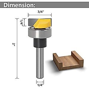 Yakamoz 1/4 Inch Shank Template Router Bit Bearing Flush Trim Hinge Mortising Plunge Router Cutter Woodworking Milling Tool