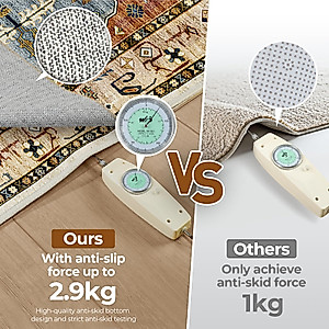 WITSHOCK Boho Area Rug Machine Washable Rugs for Living Room Bedroom Kitchen, 5x7 Area Rugs Kitchen Rugs Non Slip Washable Stain Low Pile Resistant Floor Carpet, Indoor Outdoor Rugs for Entryway, Red