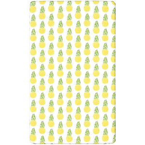 Pineapple Themed Fitted Mini Crib Sheets,Portable Mini Crib Sheets Soft & Stretchy Fitted Crib Sheet-Crib Mattress Sheet or Toddler Bed Sheet,24“ x38“,Yellow Green White