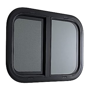 RecPro RV Window | 20" W x 15" H | Teardrop Horizontal Slide | RV Window Replacement | 1 1/2" Trim Ring Included | Made in USA