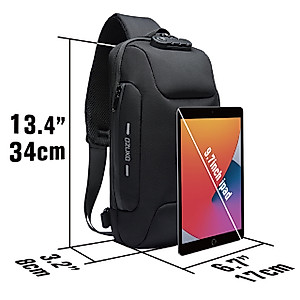 OZUKO Sling Backpack USB Anti-Theft Men'S Chest Bag Casual Shoulder Bag
