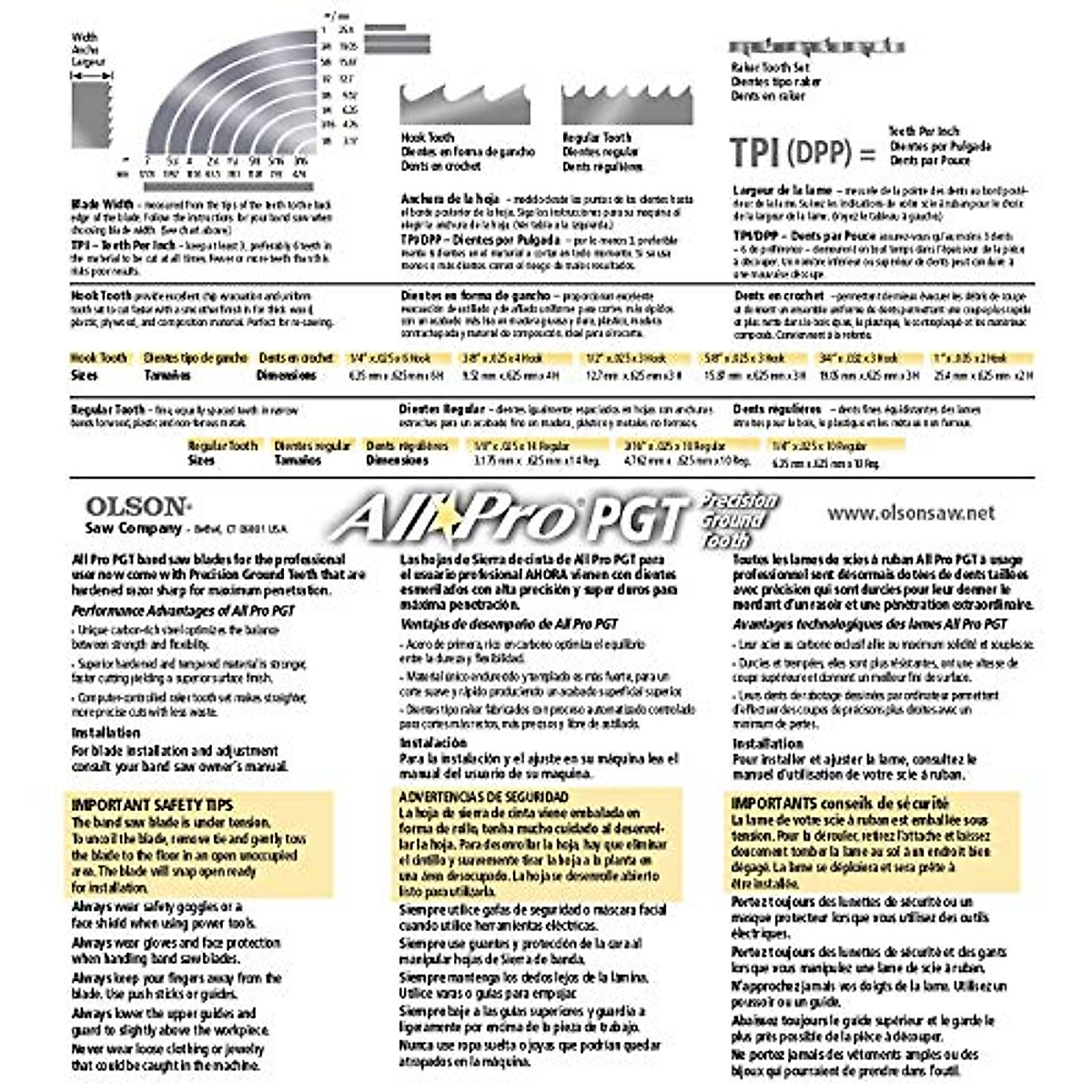 Olson Saw APG73170 1/4 by 0.025 by 70-1/2-Inch All Pro PGT Band 6 TPI Regular Saw Blade