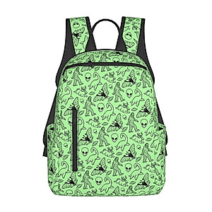 SWEET TANG Backpack Travel, Work Bookbag Aliens Savage Dinosaurs Green Casual Daypacks with Water Bottle Pocket