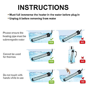 LIVEBAY Immersion Water Heater, Quick 1500W Submersible Water Heater with Stainless Steel Guard Temp Indicator Thermostat for Hot Tub Inflatable Pool Bathtub Wooden Bucket 5 Gallons
