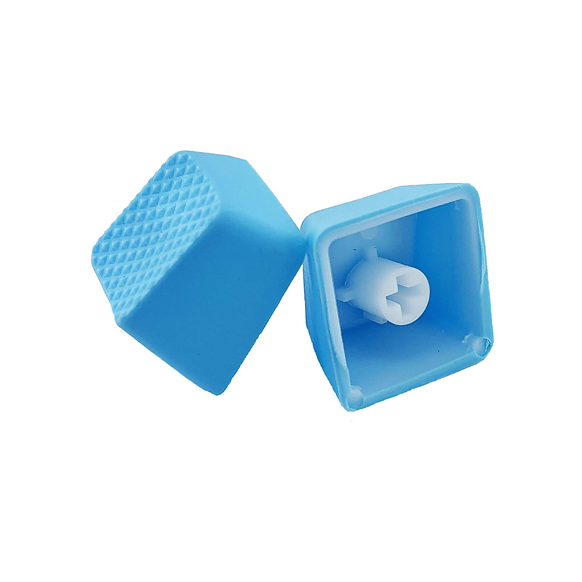 Big Chic Blank TPR Rubber Gaming Keycaps 4 Keys Set 1u for Cherry MX Mechanical Keyboards Compatible OEM (R3, Neon Blue)