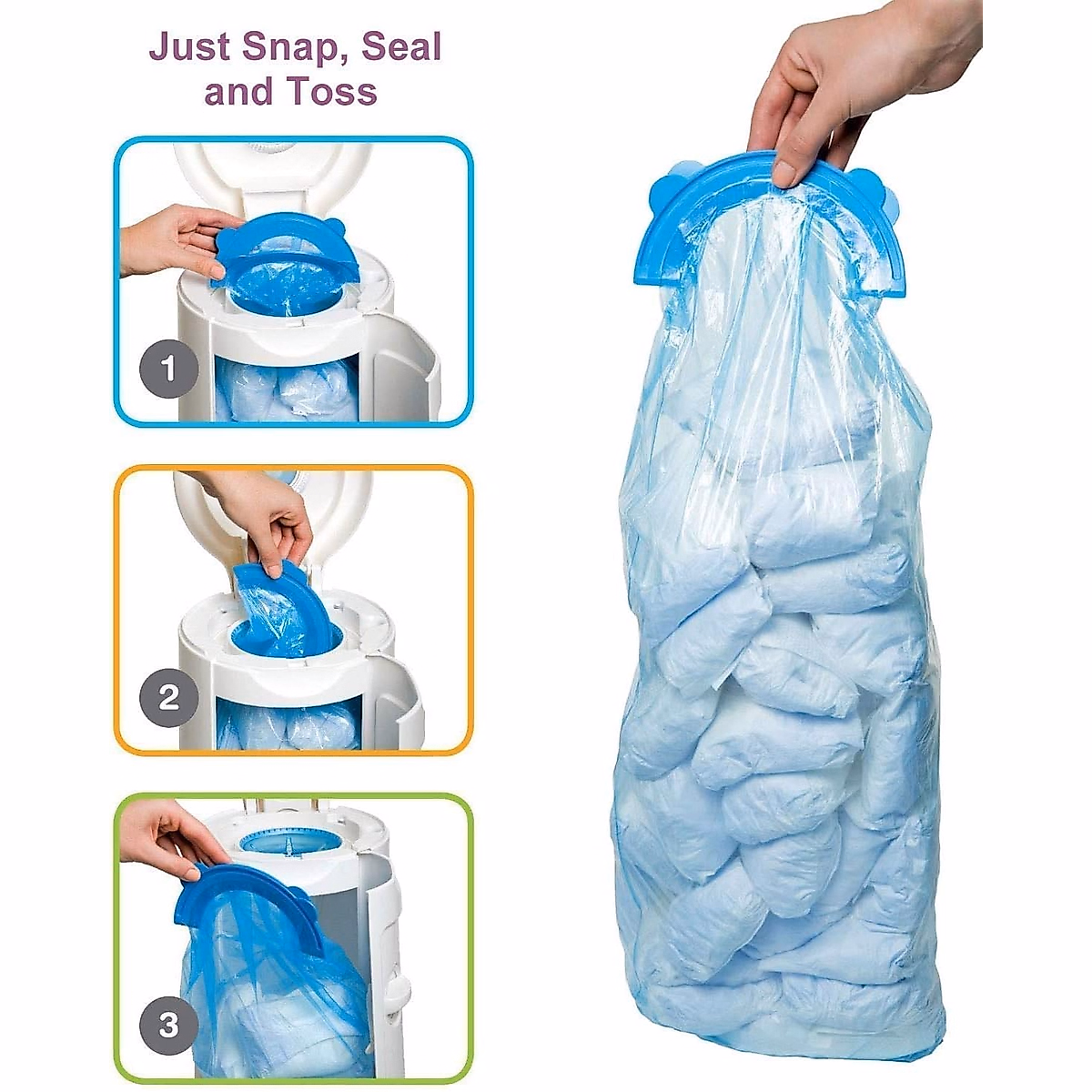 Hauinuey Diaper Pail Refill Bags, 34 Count, Holds 1088 Diapers, Fully Compatible with Arm & Hammer Diaper Pail Disposal System