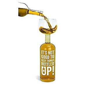 BigMouth Inc Original Wine Bottle Giant Glass -"It's not good to keep things bottled up!", Holds Full Bottle of 750ml Wine, Funny Gag Gift