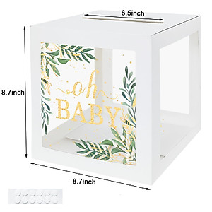 QIKSION Baby Shower Card Box for Reception, Clear with White Border Gift Card Box for Baby Showers, Wishing Well Party, Birthday, Gender Reveal