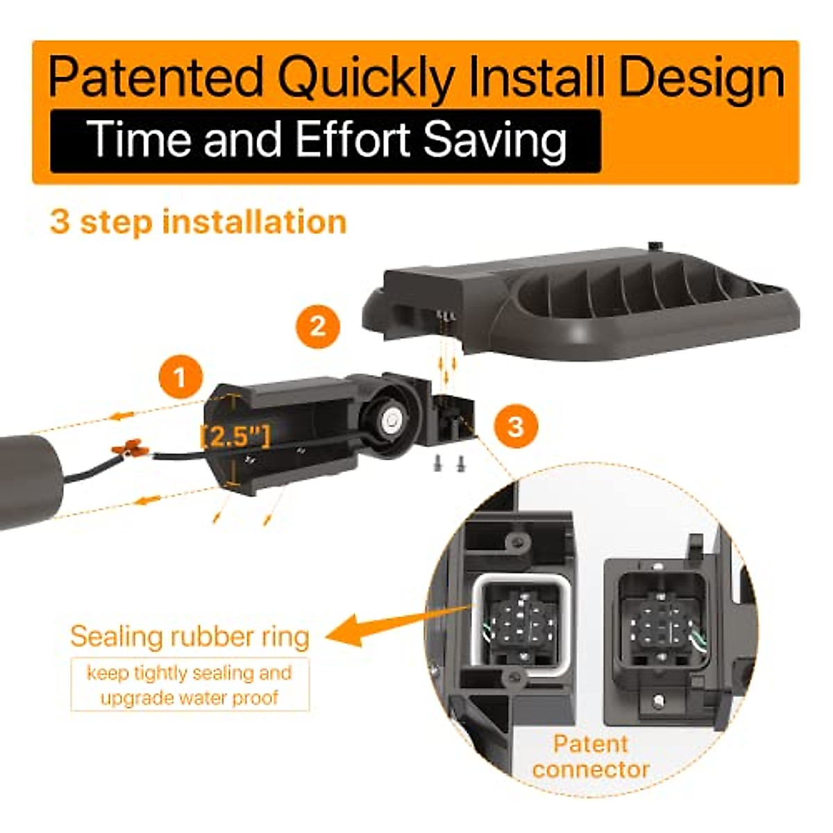 DEMILARE 150W Parking Lot Light Quick Installation Dusk to Dawn Led Shoebox Lights with Slip Fit Mount 100-277V Street Pole Lights 5000K IP65 Waterproof Outdoor Lighting for Stadium, Barn, Road