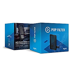 Elgato Pop Filter - Anti-Plosive Noise Shield Eliminates Pops and Hisses, Dual-Layer Steel Mesh with Magnetic Attachment Points, Custom Built for Elgato Wave:1/3, Black