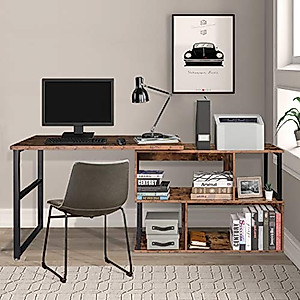 Tektalk Rotatable Corner Table Retro Desk Corner Computer Desk PC Laptop Study Table Workstation Home Office