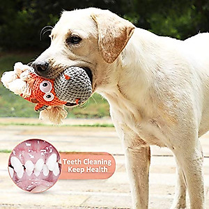 IOKHEIRA Dog Plush Toy for Large Aggressive Chewers, Indestructible Dog Squeaky Toys, Stuffed Animals Toys with Cotton Material and Crinkle Paper, Durable Chewing Toys