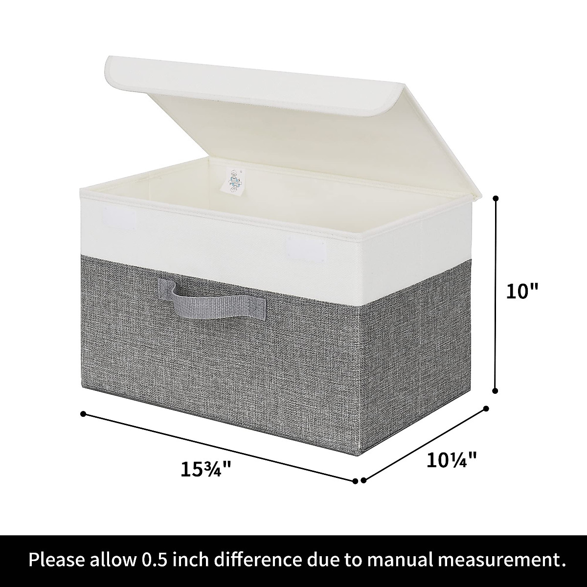 GRANNY SAYS Fabric Storage Boxes, Large Storage Bins with Lids, Toy Storage Organizer, Closet Storage Baskets for Shelves Organizing Bookcase Entryway Wardrobe, White/Gray, 2-Pack