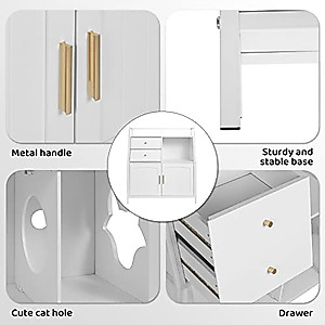 Large Hidden Litter Box Enclosure Furniture, CLLASOU Cat Litter Box Furniture Hidden with Shelf Wood Sturdy Litter Box Furniture with 2 Drawers and 1 Large Compartment Sturdy