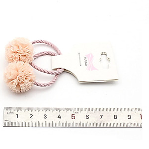 Hot&Sattion 20pcs Baby Toddler Flower Pom Ball Hair Ties for Girls, Small Hair Ties for Kids, Multicolor No-metal Hair Elastics Stretchy Ponytail Holders