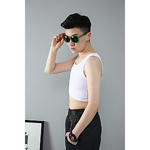 Front Hooks Chest Binder Adjustable Shoulder Strap Double X Back Shaper for Tomboy Trans Lesbian(white,M)