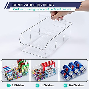 LANDNEOO 2 Tier Clear Organizer with Dividers + Set of 8, Stackable Clear Bins with Removable Dividers - Pantry Food Snack Organization and Storage - Multi-Purpose Plastic Home Organizer