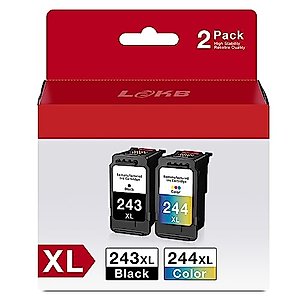 L2KB Remanufactured Ink Cartridge pg-243 cl-244 Ink 243 for Canon Printer Ink 243 244xl for Canon Ink cartridges 243 and 244 for Canon MG2522 TS3122 TS3322 TR4520 Printers (1Black/1Tri-Color, 2PK)