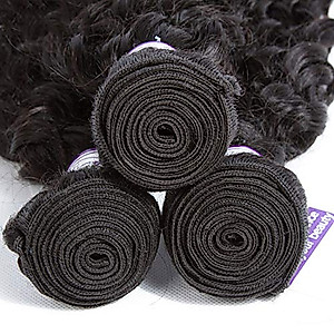 Hair Extensions, Wigs & Accessories Peruvian Water Wave Baby Hair 3 Bundles With 13 * 4 Lace Frontal Closure Hair Weave Bundles Non Remy Human Hair Weave for Women (Length : 24 24 24 Cl20)