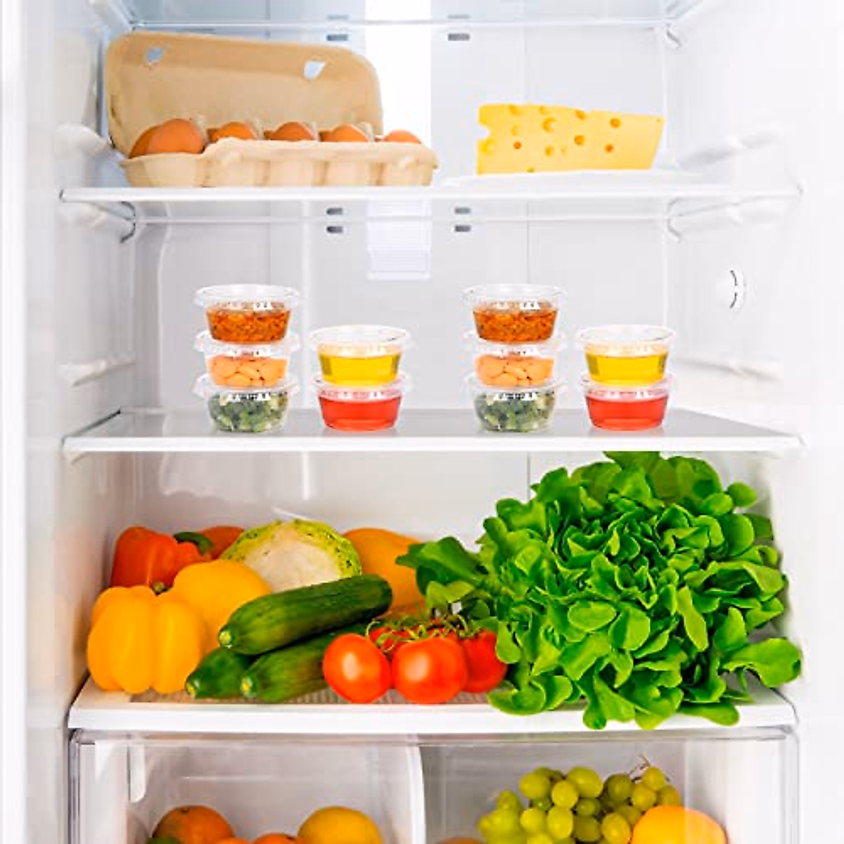 EDI [2 OZ, 50 Sets] Clear Disposable Plastic Portion Cups with Leakproof Lids | Jello Shot Cups | Condiment and Dipping Sauce Cups | Souffle Cups | BPA Free | Recyclable