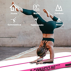 A&BBOARD Inflatable Air Gymnastics Mat 6.6ft/10ft/13ft/16ft Training mat 4 inches Thick tumbling mat wih Electric Air Pump for Home/Gym/Outdoor