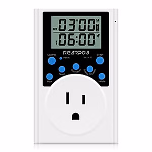 Timer Outlet, Nearpow Multifunctional Infinite Cycle Programmable Plug-in Digital Timer Switch with 3-Prong Outlet for Appliances, 15A/1800W
