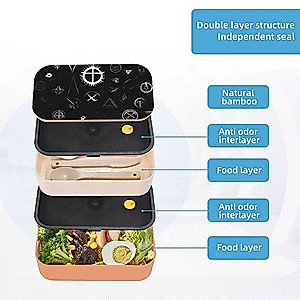 Black And White Universe Adult Lunch Box, Bento Box, With Cutlery Set Of 3, 2 Compartments, Rectangular, Lunch Box For Adults