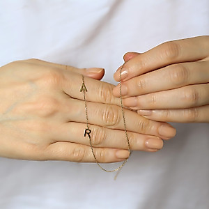 Dainty Initial Letter 14k Solid Gold or Silver Necklace, Minimal Letter Necklace, Gold Multiple 1 2 3 4 Letters Necklace, Bridesmaid Gift, Choker Personalized Sideways Necklace, Jewee Diamond