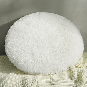 Espiraio Seat Cushion, Super Soft Comfortable Round Cushion, Non-Slip Fluffy Chair Cushion, Plush Chair Cover Chair Pads, Home Decor Cushions for Bedroom Sofa and Stools Floor Cushion 20 Inch White