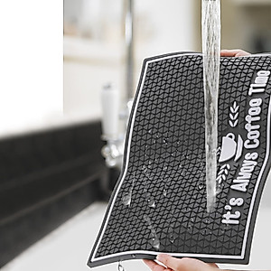 Hacaroa 2 Pack PVC Bar Mat 18" x 12", Non-Slip Coffee Mat Accessories Bar Service Spill Mat, Rectangular Dish Drying Mat for Kitchen Counter, Coffee Station, Restaurant, Gray