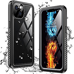 ANTSHARE for iPhone 13 Case Waterproof Shockproof with Built-in Screen Protector 360 Full Body Heavy Protective Rugged Case for iPhone 13 6.1 inches Black/Clear