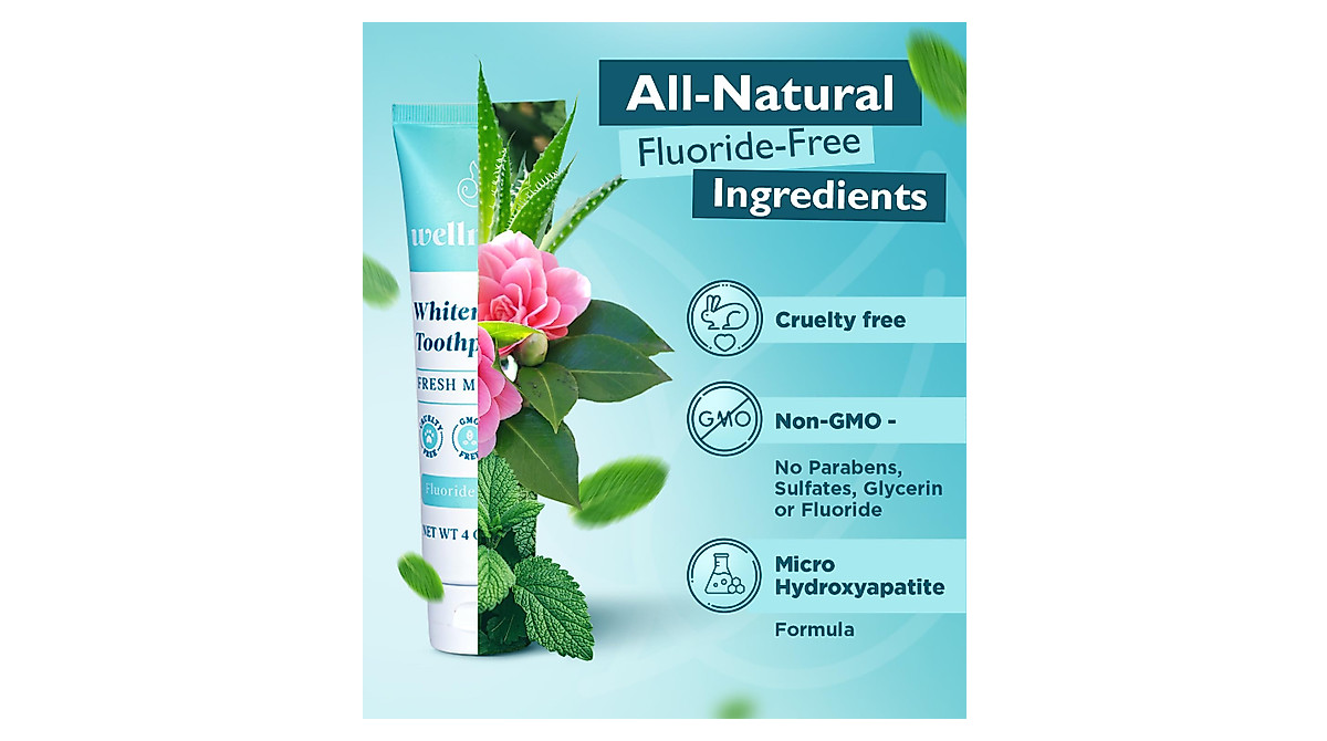 Wellnesse Whitening Toothpaste with Hydroxyapatite | Natural & Fluoride ...