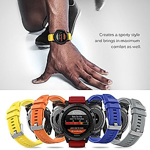 MoKo 22mm Band Compatible with Garmin Fenix 7/Fenix 6/6 Pro/Fenix 5/5 Plus/Forerunner 965/955/945/935/Aproach S60/S62/Quatix 6 /MARQ Smart Watch, Soft Silicone Replacement Strap, Yellow
