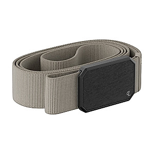 Groove Life Groove Belt Gun Metal/Flat Earth - Men's Stretch Nylon Belt with Magnetic Aluminum Buckle, Lifetime Coverage - X-Large (41-50")