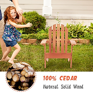 Wooden Kid's Adirondack Chair for Indoor and Outdoor, Natural Cedar Patio Lounge Chiar for Kids