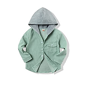 bilison Kids Toddler Boy Clothes Long Sleeve Corduroy Lapel Button Down Shirt Top Little Boys Shirts Light Green