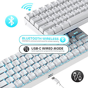 RK ROYAL KLUDGE RK68 Wireless Hot Swappable 65% Mechanical Keyboard, 68 Keys Compact BT5.0 Gaming Keyboard with Stand-Alone Arrow/Control Keys, Tactile Brown Switch