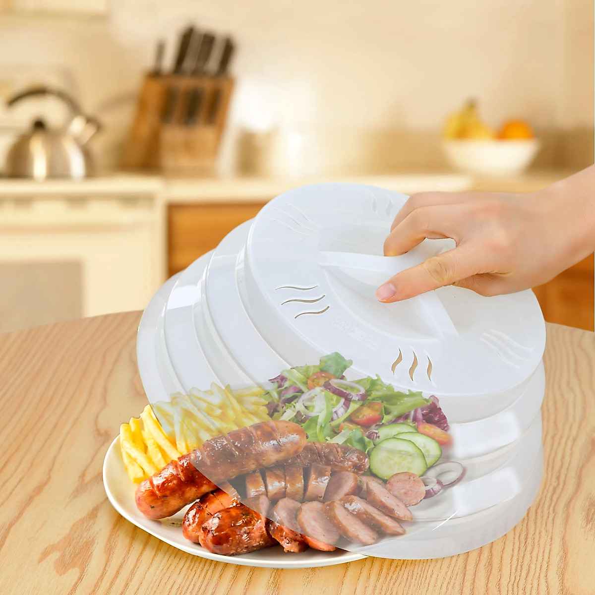 Large Microwave Splatter Cover for Food 11.8 inch,All Silicone Microwave Cover,Collapsible Microwave Food Cover BPA Free Non Toxic Microwave Plate Cover-White