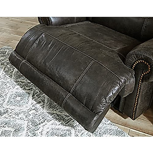 Signature Design by Ashley Grearview Power Reclining Loveseat with Console & Adjustable Headrest, Dark Gray
