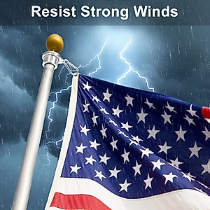 MOFEEZ Flag Pole Rings with Bearings, Fit Flagpole with 0.75-1inch Diameter, 360 Degree Anti-Wrap Aluminum Alloy Rotating Flag Mounting Rings with Carabiner Tangle Free(Pack of 2-Silver)