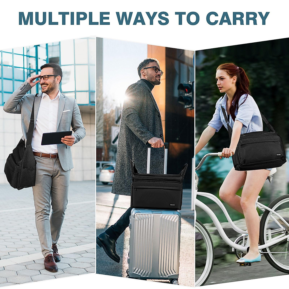 Storvyllf Men's Messenger Bag,Large 15 Inch Laptop Bag for Work Women Professional Black Messenger Bag