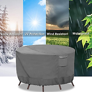 Vailge Round Patio Furniture Covers, 100% Waterproof Outdoor Table Chair Set Covers, Anti-Fading Cover for Outdoor Furniture Set, UV Resistant, 72"DIAx28"H, Grey